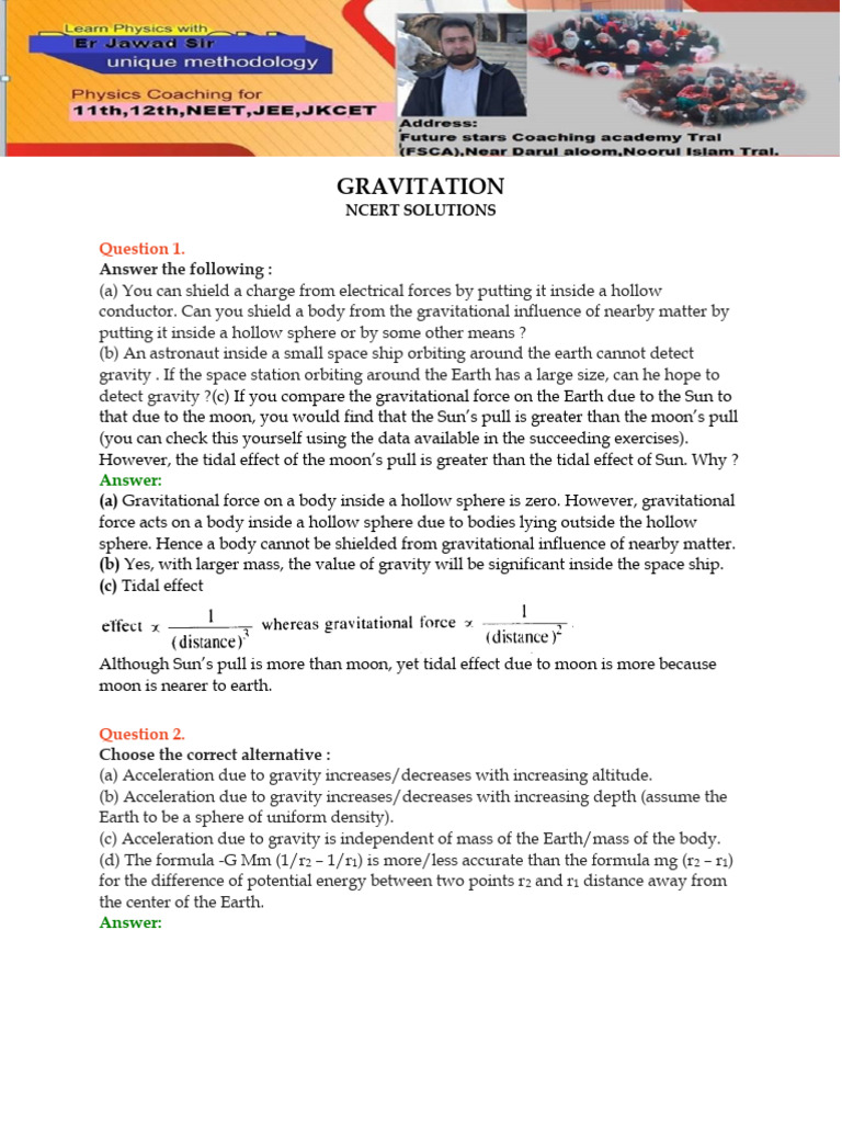 GRAVITATION | PDF | Orbit | Mass