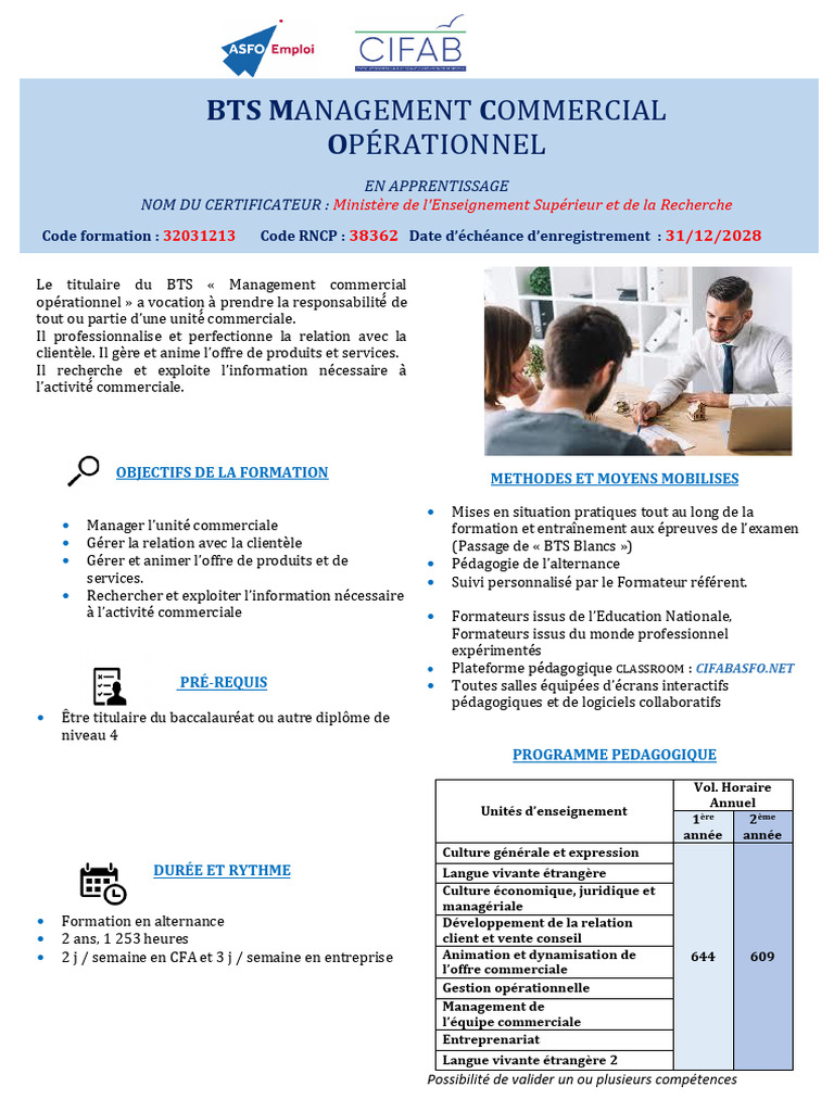 BTS Management Commercial Opérationnel | PDF