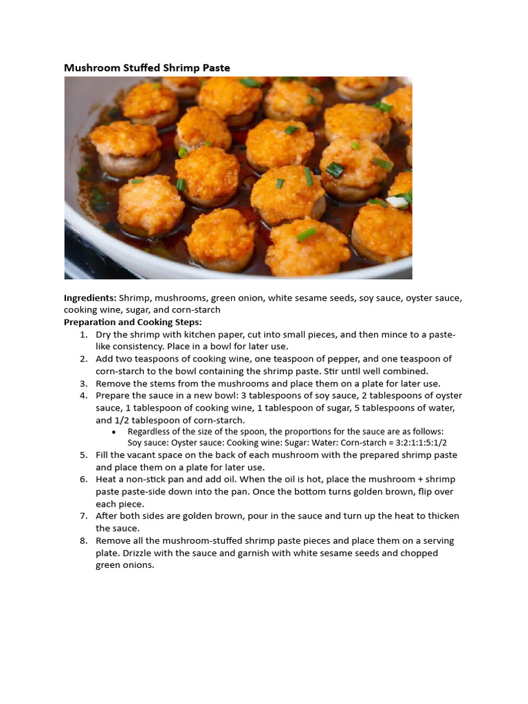 Mushroom Shrimp, Tofu & Beef Recipes | PDF