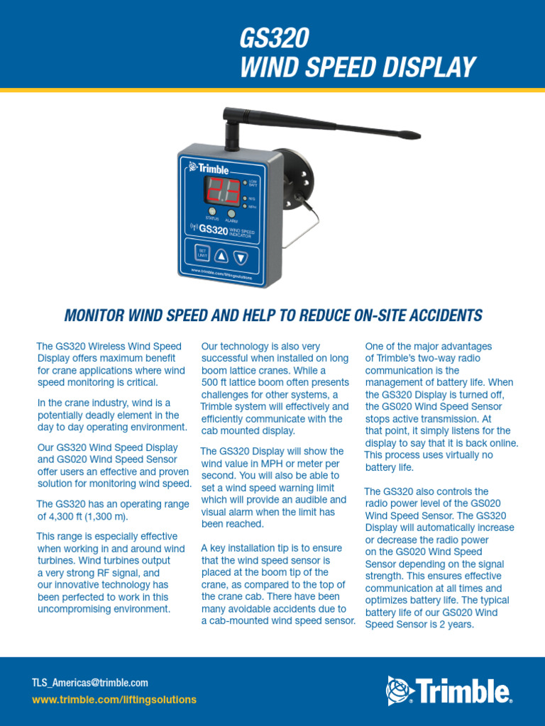 GS320 Wind Speed Display for Cranes | PDF | Radio | Crane (Machine)