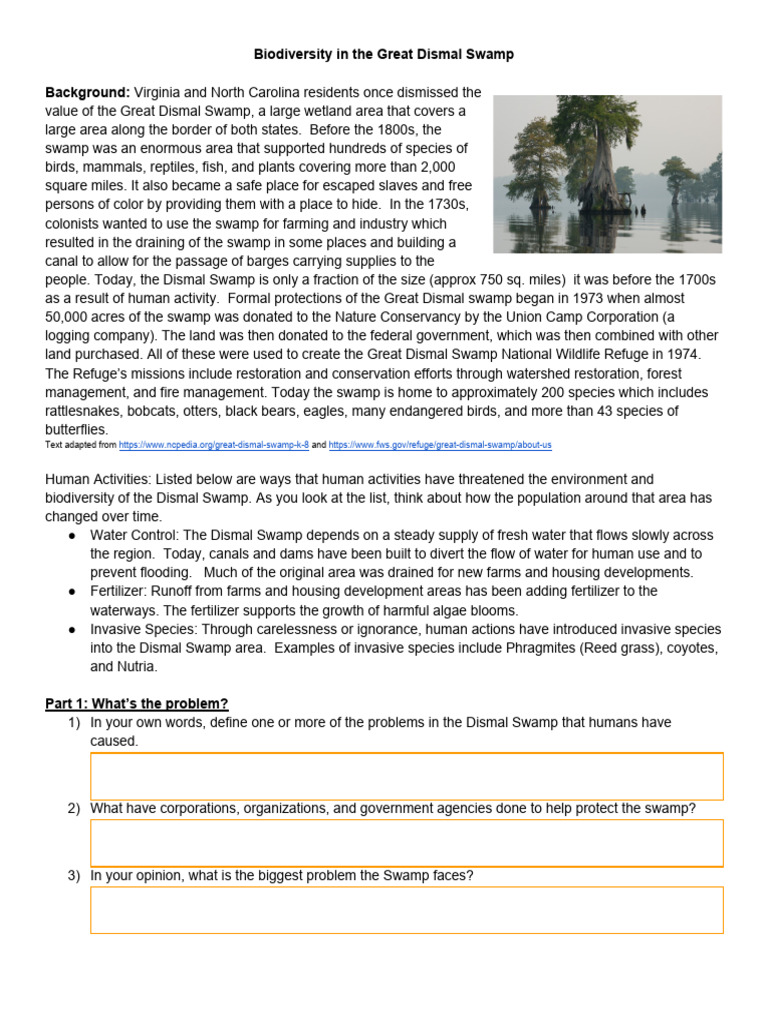 Biodiversity in The Great Dismal Swamp-1 | PDF | Swamp | Systems Ecology