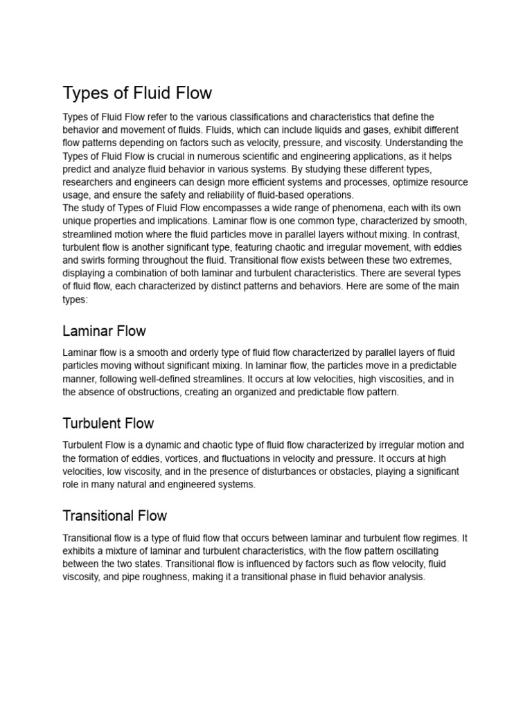 Types of Fluid Flow Aug10 | PDF | Fluid Dynamics | Laminar Flow