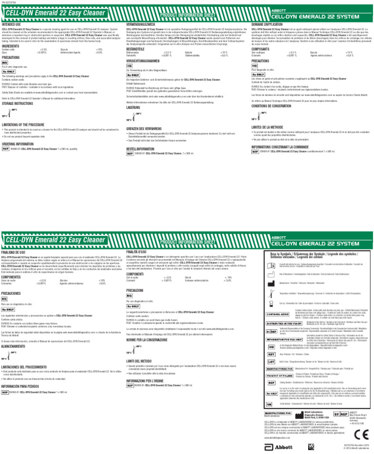 CELL-DYN Emerald 22 Easy Cleaner Notice | PDF