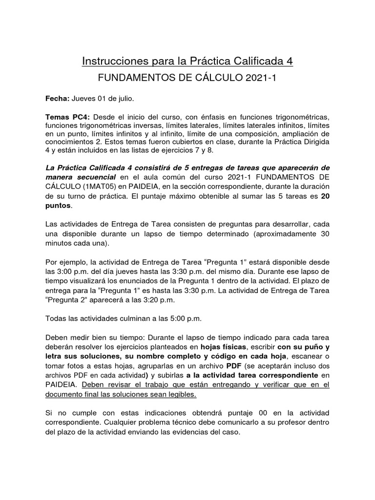 Instrucciones PC4 FUCAL (3 5pm) | PDF