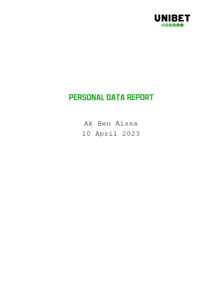 Personal Data Report | Download Free PDF | Deposit Account | Euro