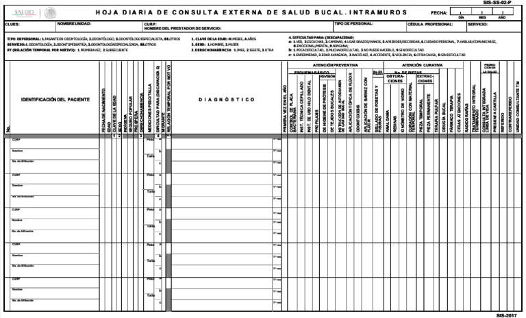 PDF Hoja Diaria Salud Bucal Sinba Sis - Compress | PDF | Diente | Boca