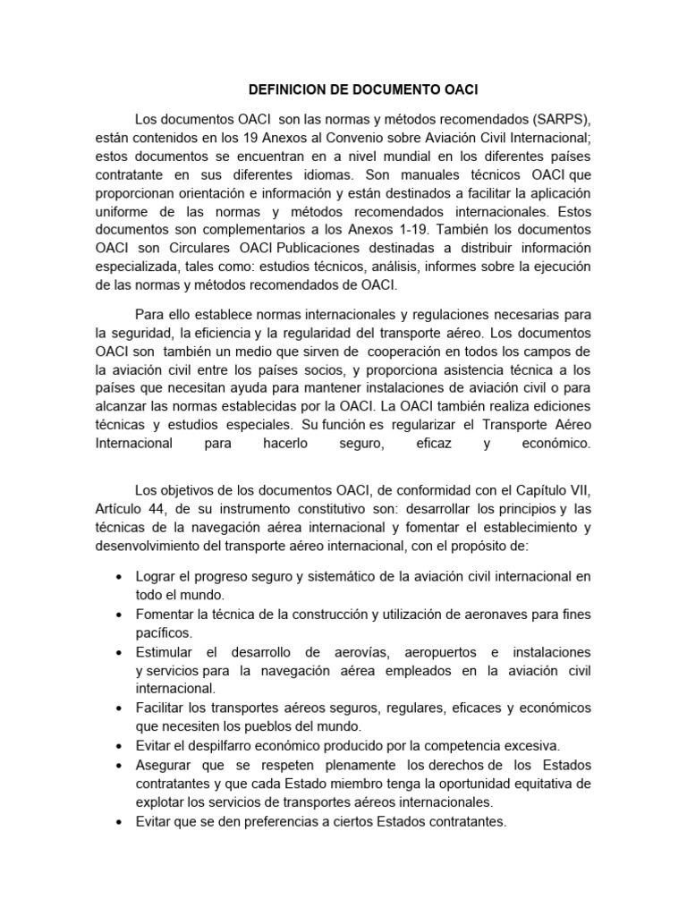 Definición y Función de Documentos OACI | PDF | Negocios | Informática