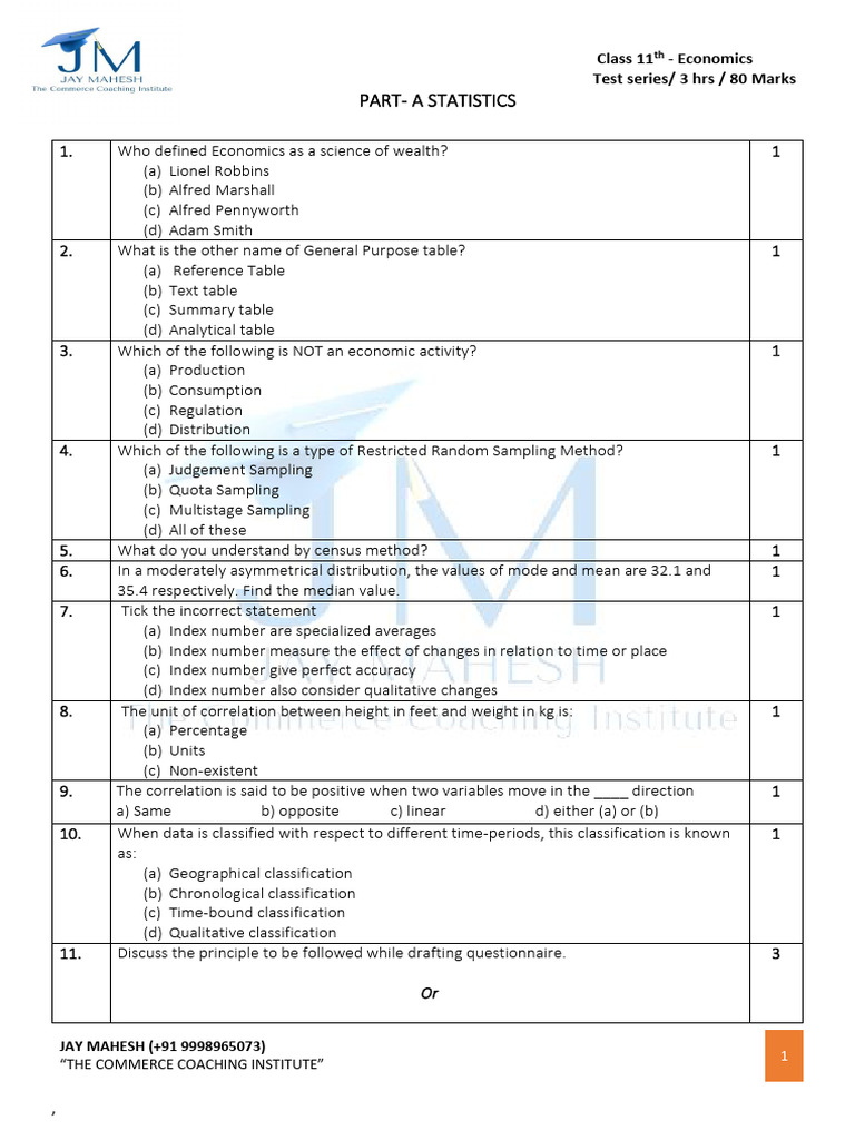 Eco 80 Marks Xi | PDF | Marginal Cost | Supply (Economics)