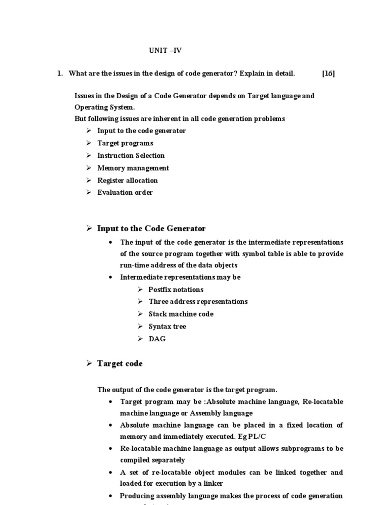 Input To The Code Generator | PDF | Subroutine | Dynamic Programming