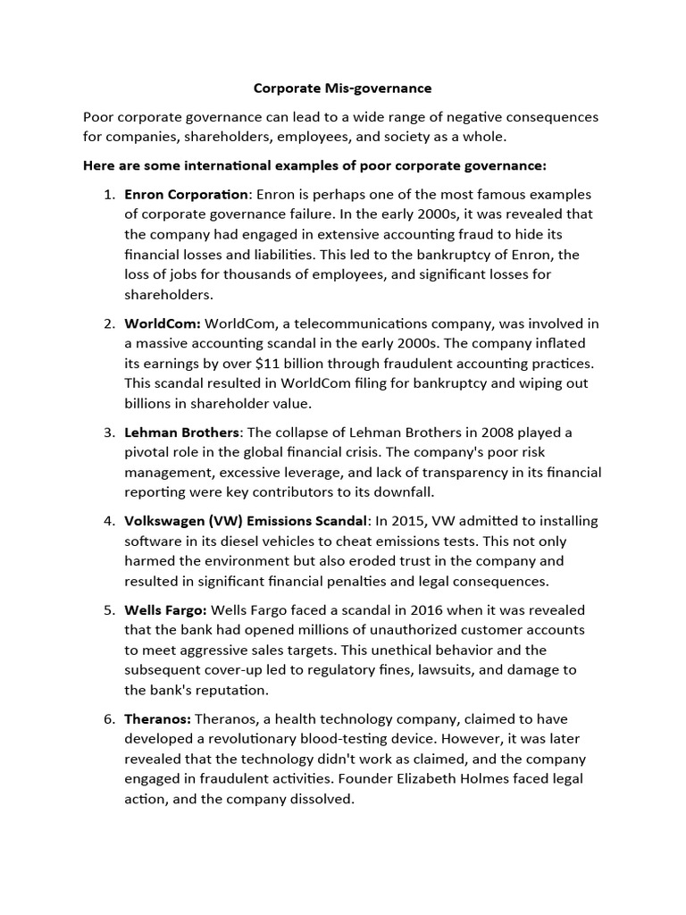Corporate Mis Governance | PDF | Banks | Corporate Governance