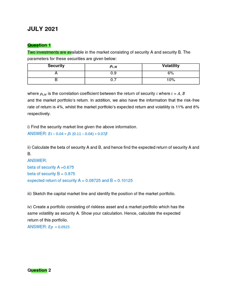 Exercise Capm | Download Free PDF | Capital Asset Pricing Model | Beta (Finance)