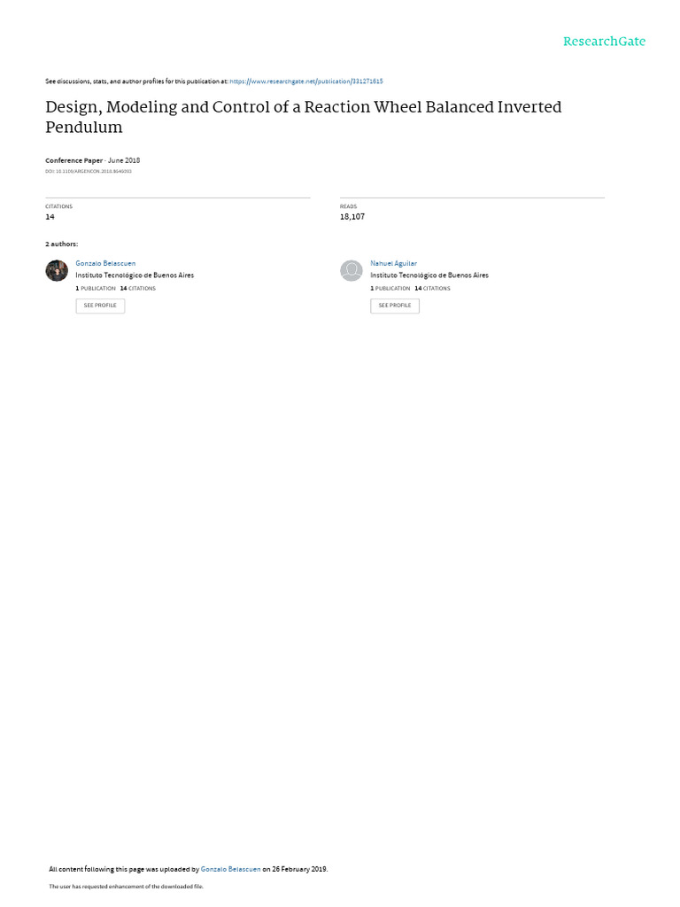 Design Modelingand Controlofa Reaction Wheel Balanced Inverted Pendulum | PDF | Teaching Methods ...
