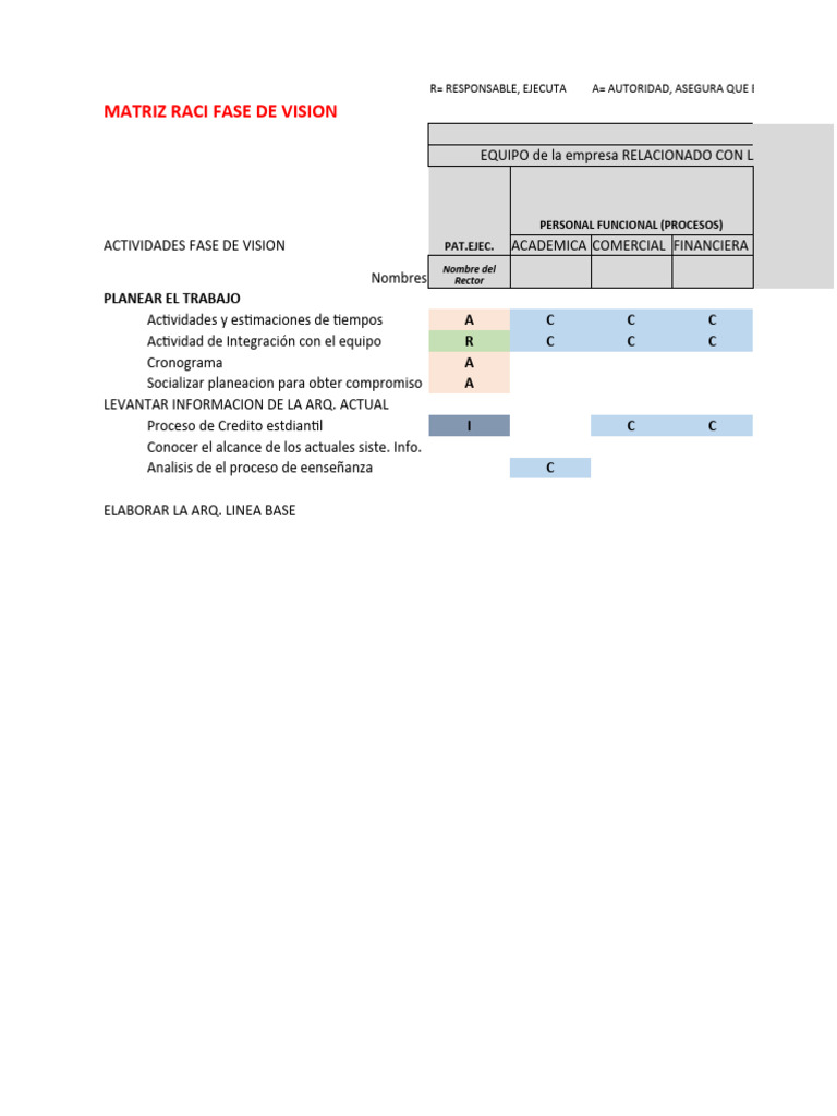 Matriz Raci Fase de Vision | PDF