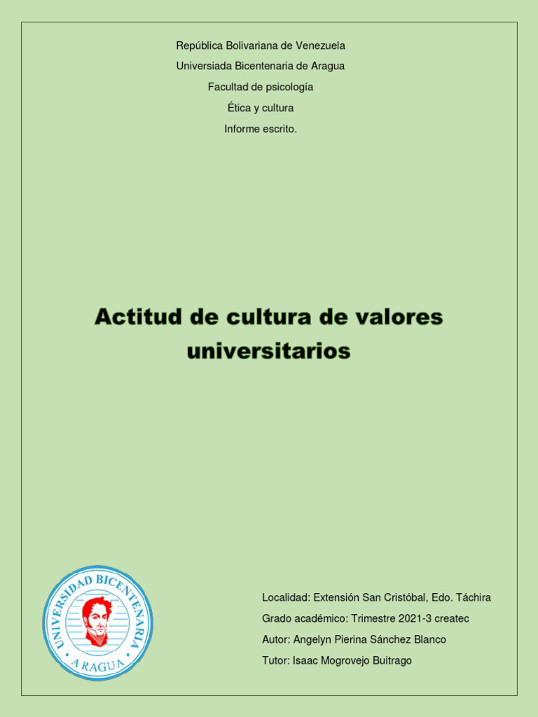 Informe Escrito Ética y Cultura Angelyn Sanchez | PDF | Sicología | Felicidad