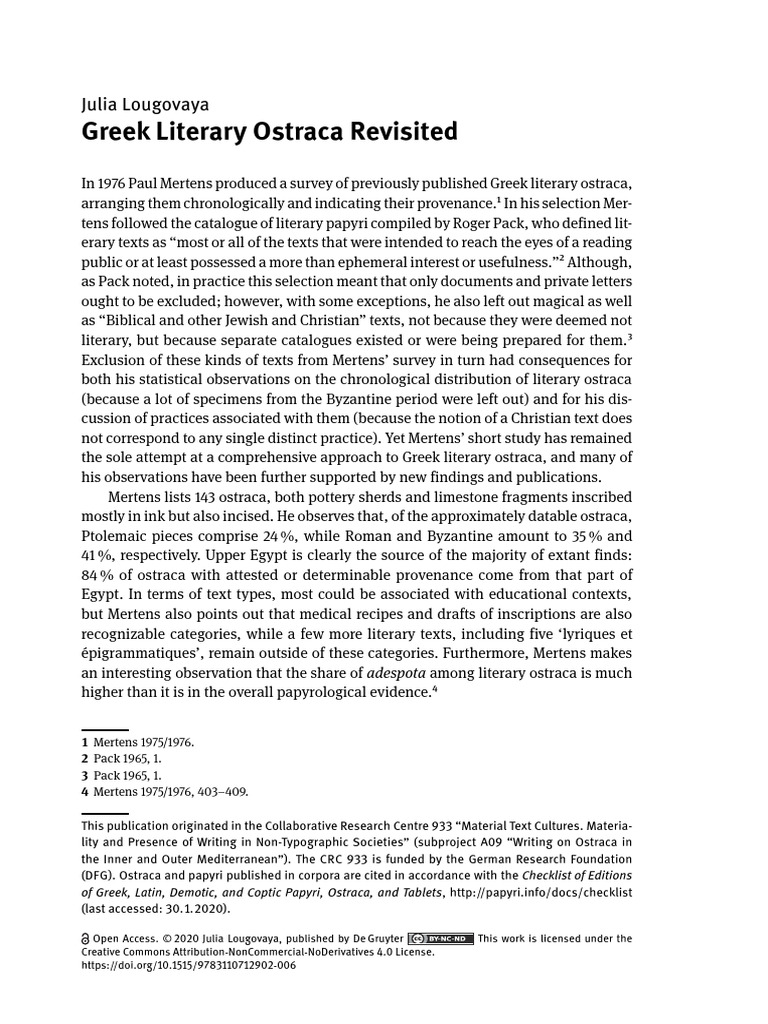 Greek Literary Ostraca Revisited | PDF | Oracle | Ancient Egypt