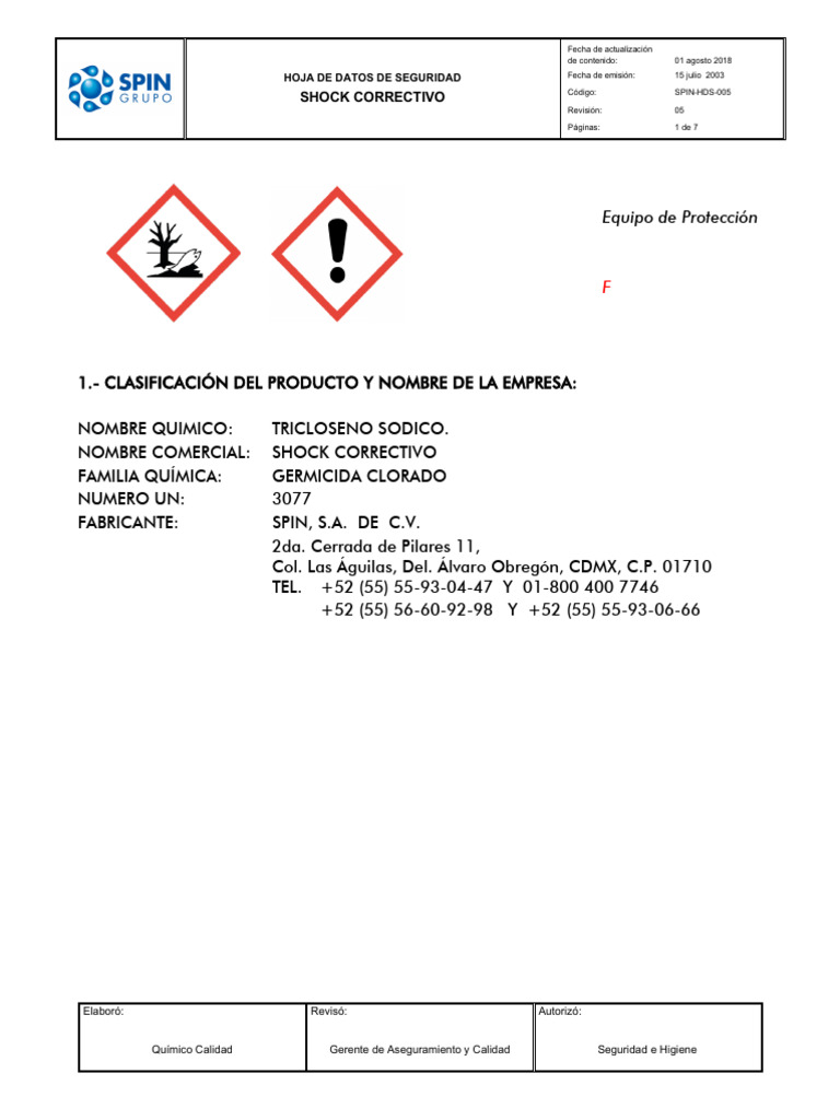 Spin Piscinas HDS Shock Correctivo | Descargar gratis PDF | Agua | Amoníaco