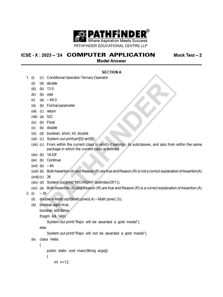 ICSE - X - MTP-2 - Computer App - M.A. - 23-24 | PDF | Boolean Data Type | Computer Engineering