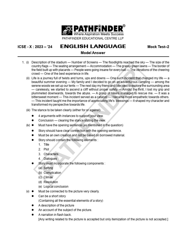 ICSE - X - MTP-2 - Eng Lang - M.A. - 23-24 | PDF