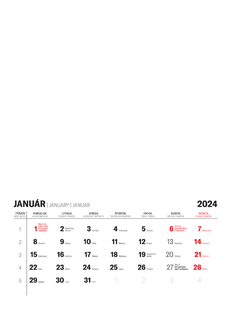 Nastenny Kalendar So Spiralou A4 Na Vysku 2024 V Krivkach | PDF