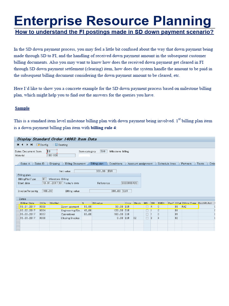How To Understand The FI Postings Made in SD Down Payment Scenario ...