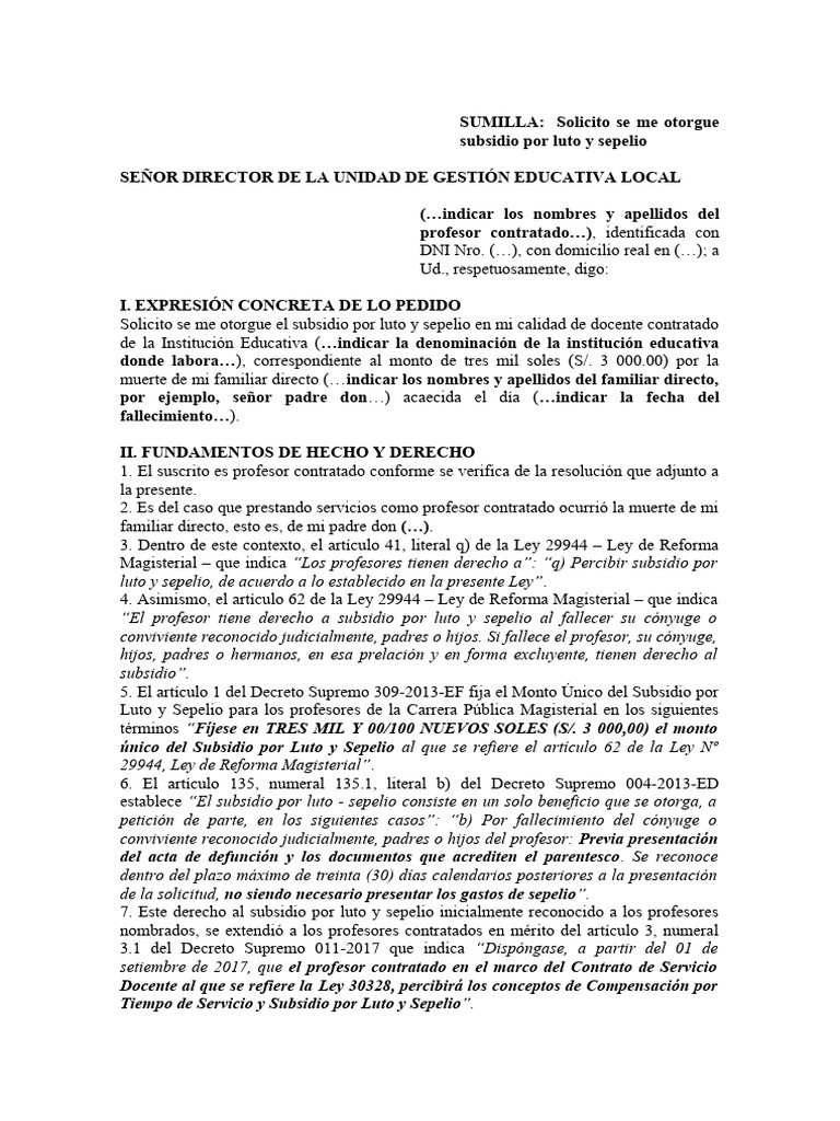Solicitud de Subsidio por Luto y Sepelio | PDF | Gobierno