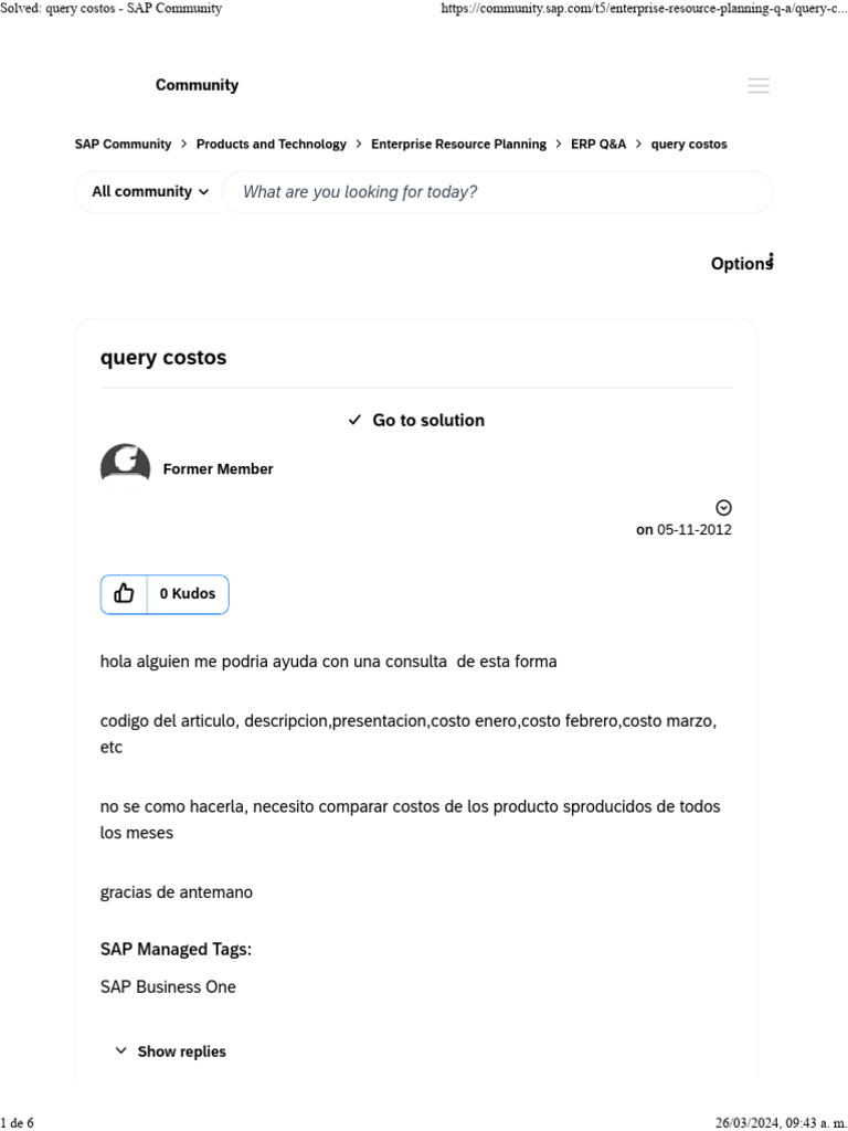 Solved Query Costos Ab - SAP Community | PDF | Sap Se
