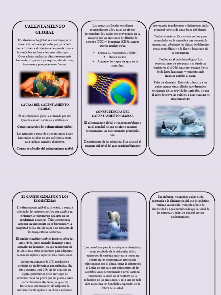 Triptico Del Calentamiento Global 5 | PDF | Cambio climático | Gases de ...