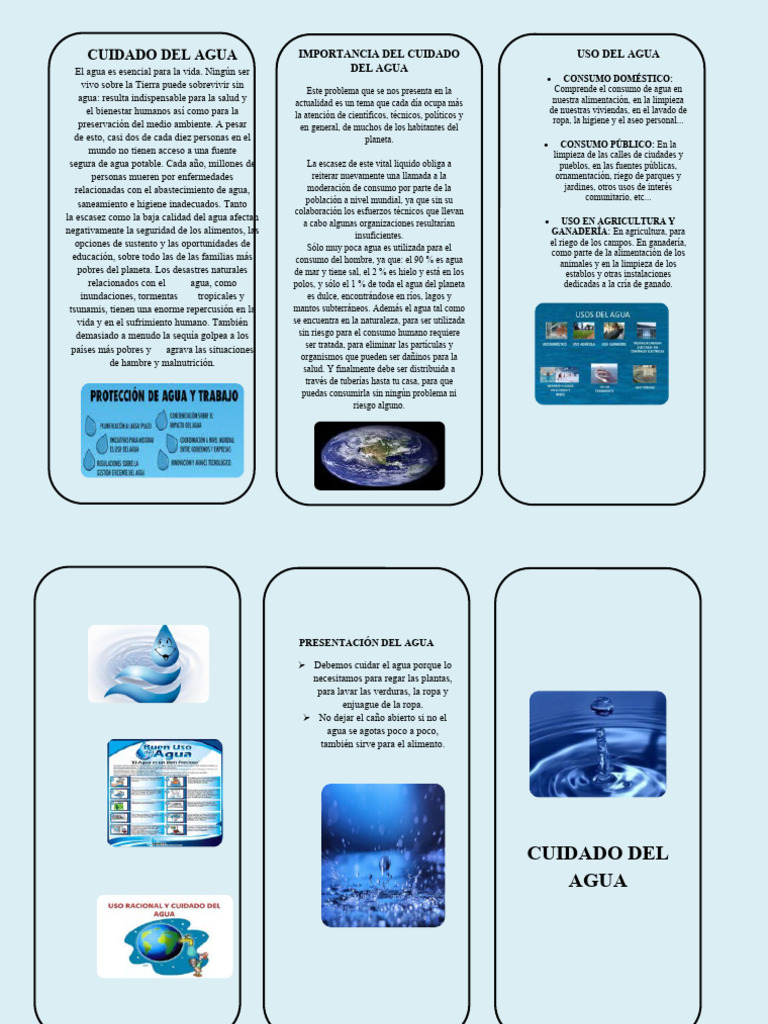 Triptico Del Cuidado Del Agua 2 | PDF | Agua | Higiene Triptico Del Cuidado Del Agua 2 | PDF | Agua | Higiene