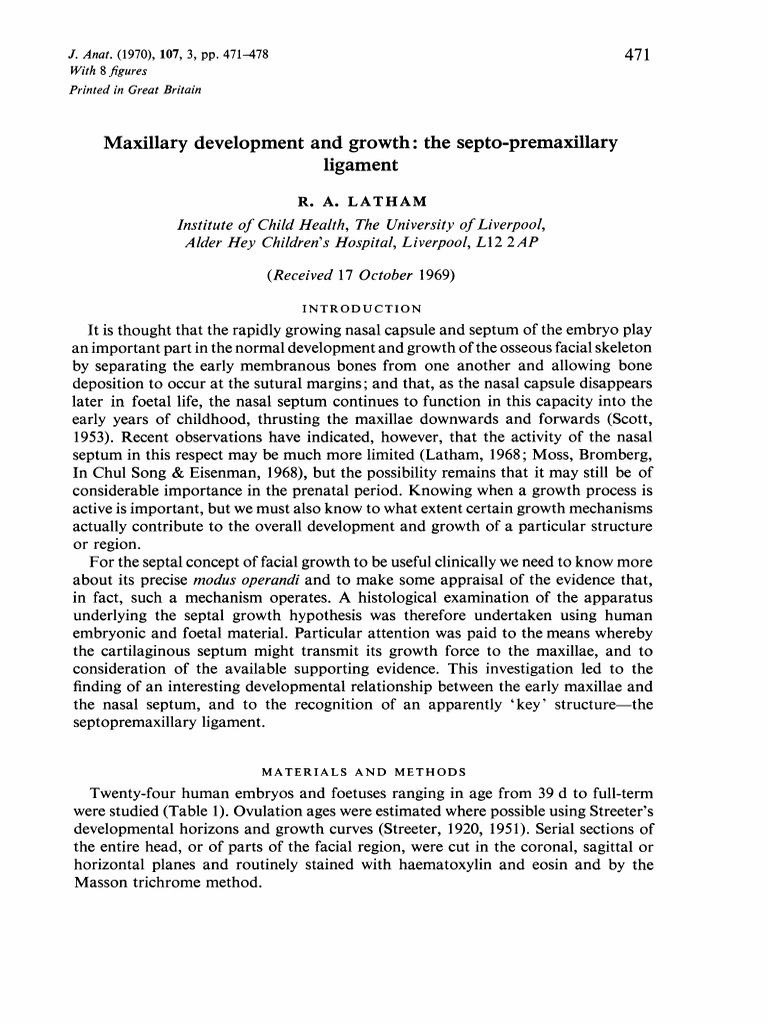Maxillary Development and Growth The Septo-Premaxillary | PDF ...