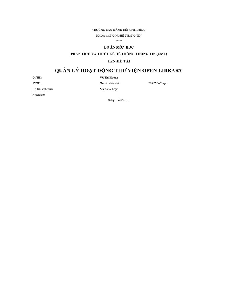 MAU BAO CAO DO AN MON HOC | PDF