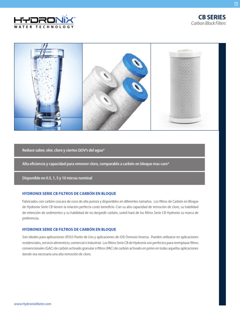 Ficha Tecnica de Filtros Carbon Block CB | Descargar gratis PDF | Ciencia medioambiental | Líquidos