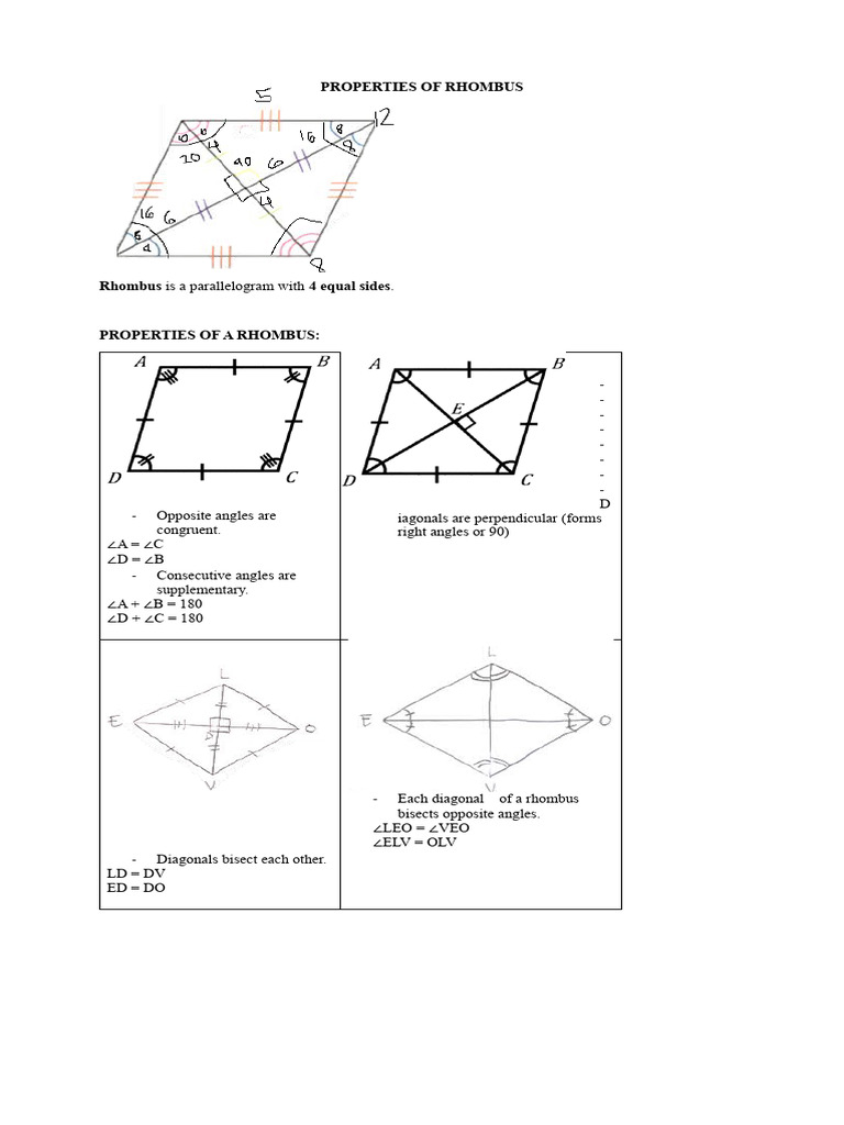 Properties of Rhombus | PDF