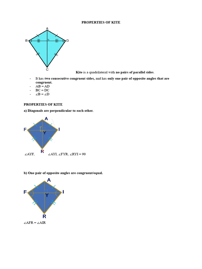 PROPERTIES-OF-KITE | PDF | Geometric Shapes | Euclidean Plane Geometry