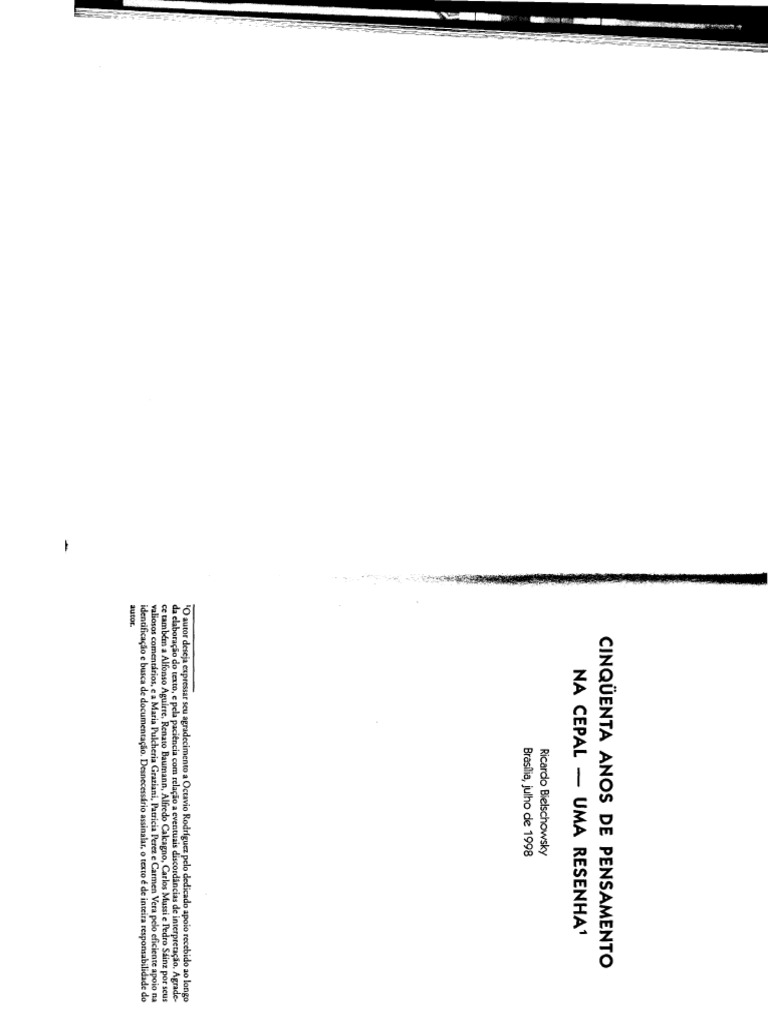 BIELSCHOWSKY - Cinquenta Anos de Pensamento Na CEPAL Uma Resenha | PDF