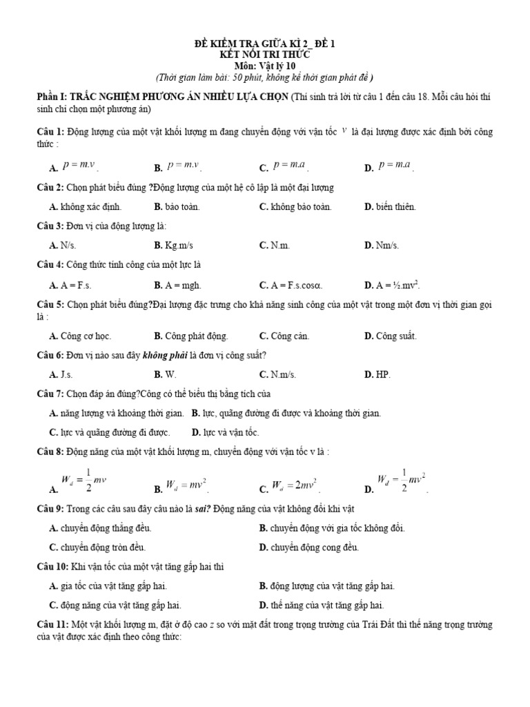 ĐỀ 1 K10 KNTT | PDF