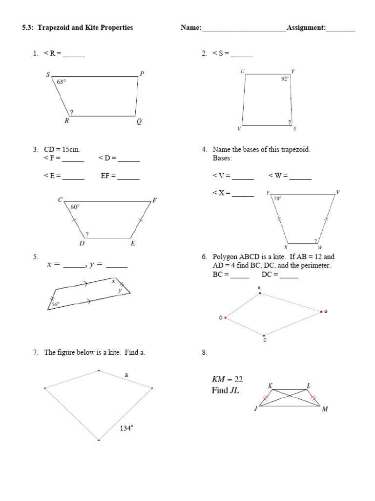 Week - 4 Worksheet-Kites Worksheet - 2 | PDF