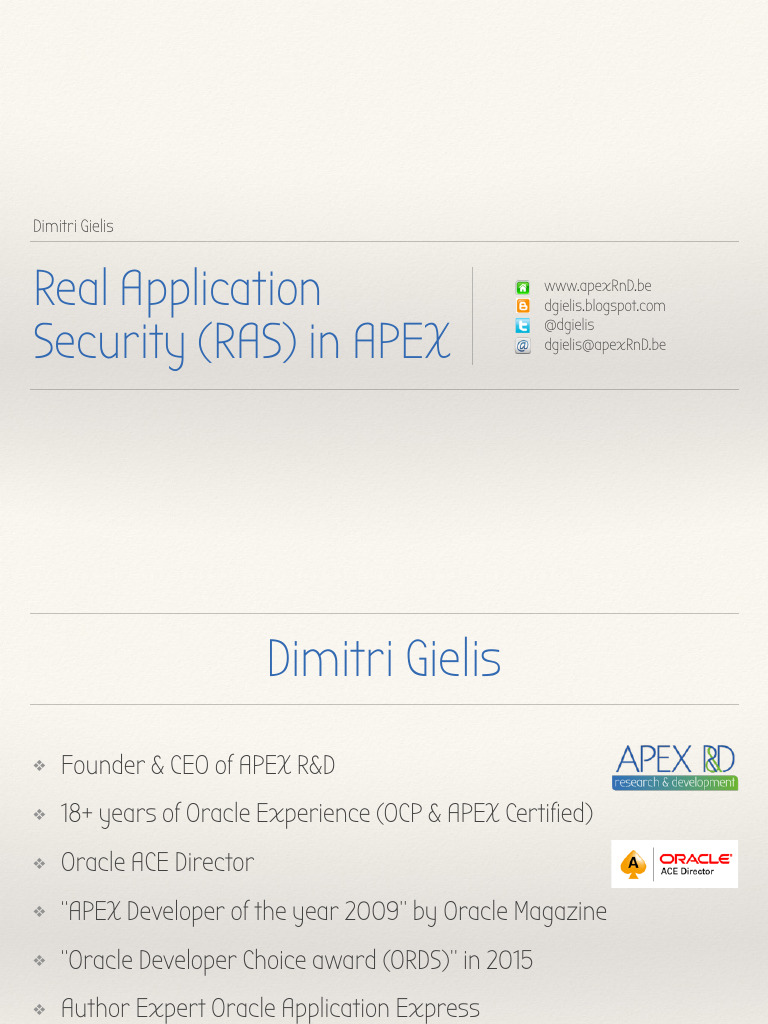 Dokumen - Tips - Real Application Security Ras and Oracle Application Express Apex | PDF ...