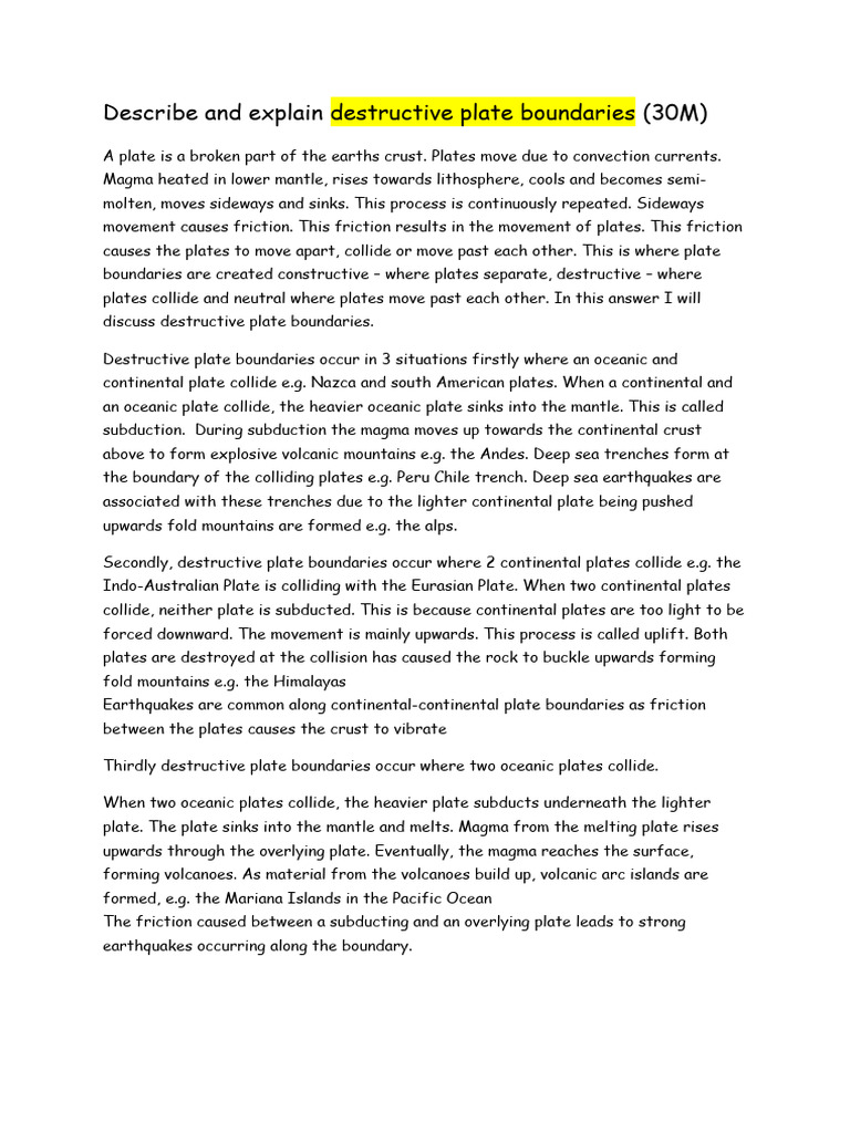 Geography Sample 30 Mark Question and Answer | PDF | Plate Tectonics ...