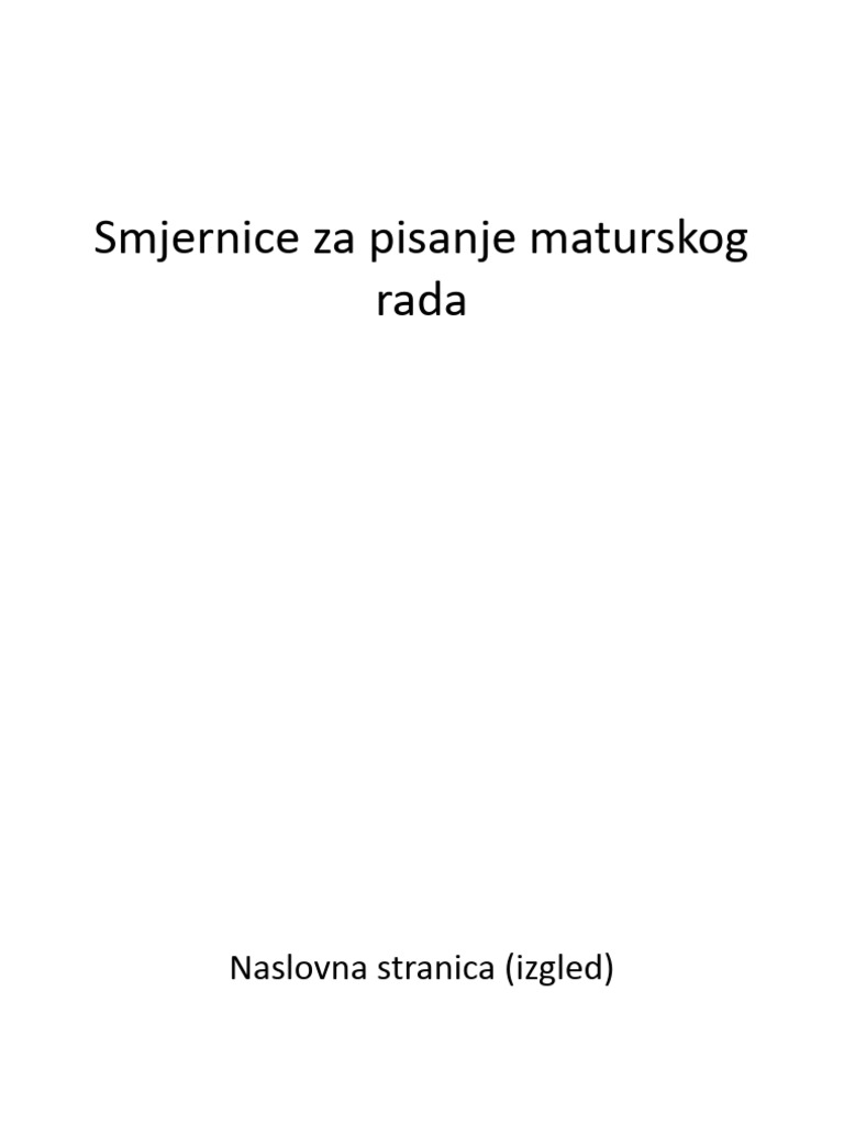 Smjernice Za Pisanje Maturskog Rada | PDF