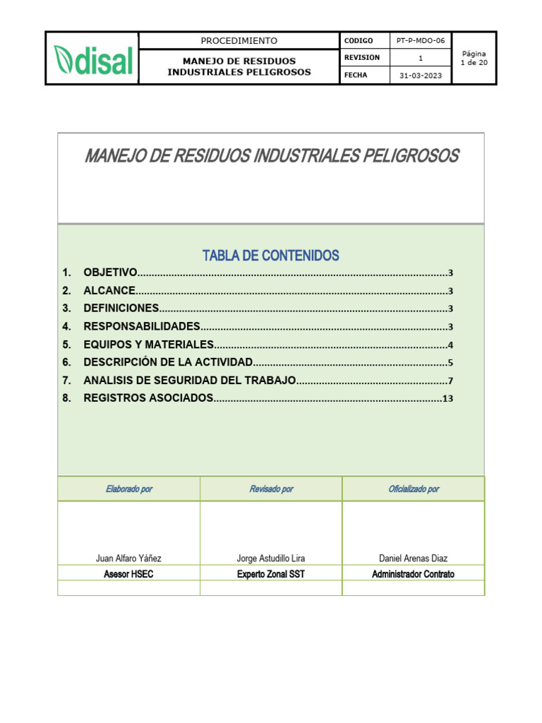 Manejo Seguro de Residuos Peligrosos | PDF | Residuos | Toxicidad