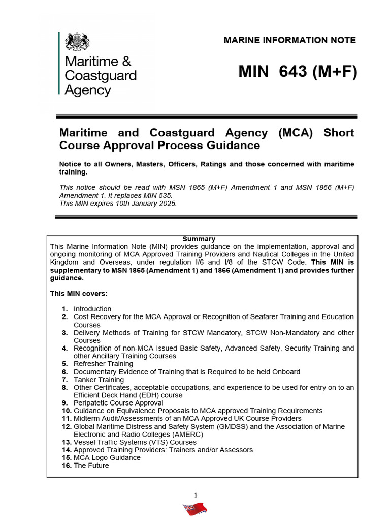Marine Information Note 643 Short Courses | PDF | Sailor | Audit