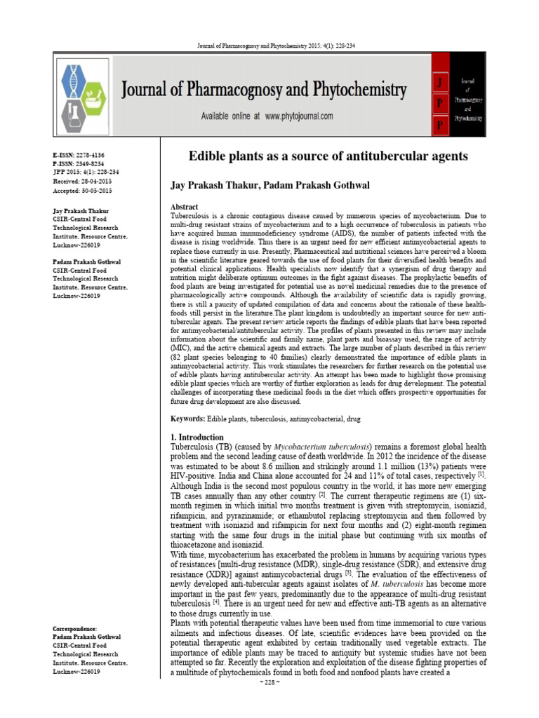 Edible Plants as Antitubercular Agents | PDF | Self-Improvement | Wellness