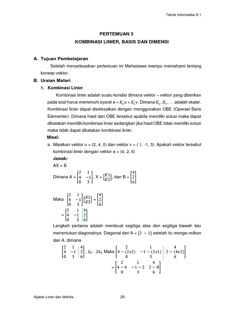 Aljabar Linier Dan Matriks Pdf