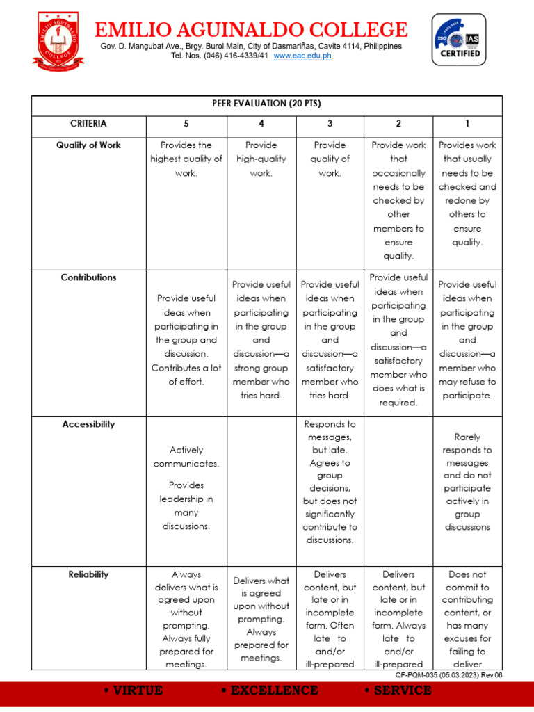 Peer Eval Physics | PDF