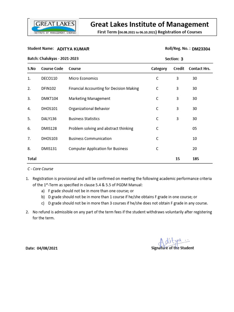 First Term Course Registration 2021-2023 | PDF | Business | Finance ...