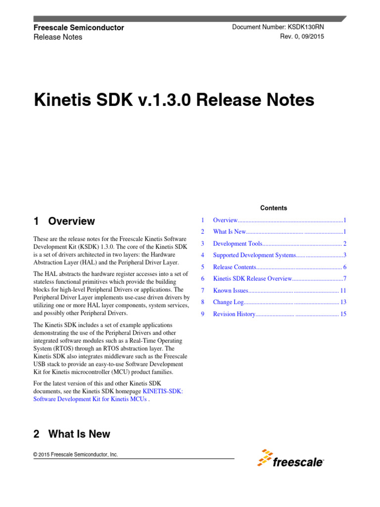 Kinetis SDK v.1.3.0 Release Notes | PDF | Operating System | Device Driver
