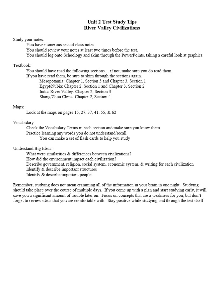 River Valleys Study Guide Tips | PDF | Sumer | Mesopotamia