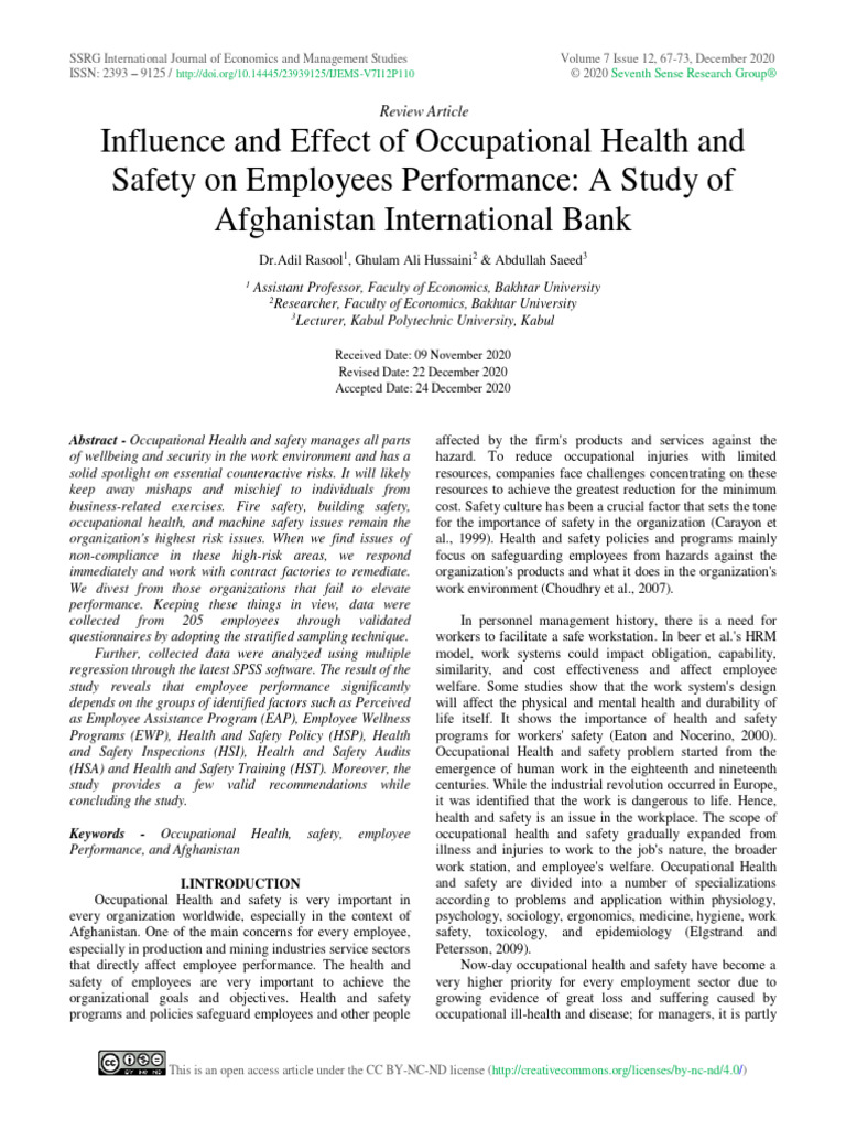 02.influence and Effect of Occupational Health and Safety On Employees ...