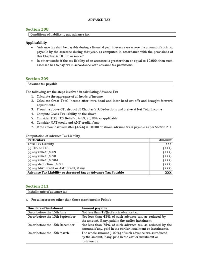 IT11. Advance Tax and Income Tax Returns | PDF | Alternative Minimum Tax | Taxes