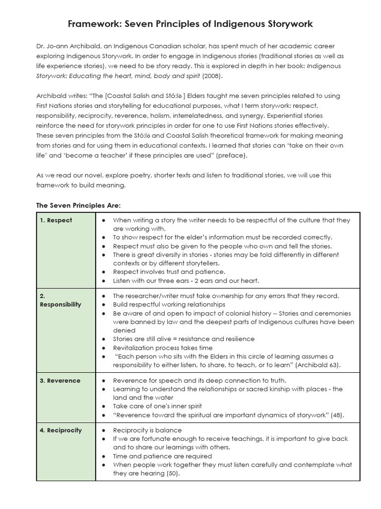 7 Principles of Indigenous Storywork | PDF